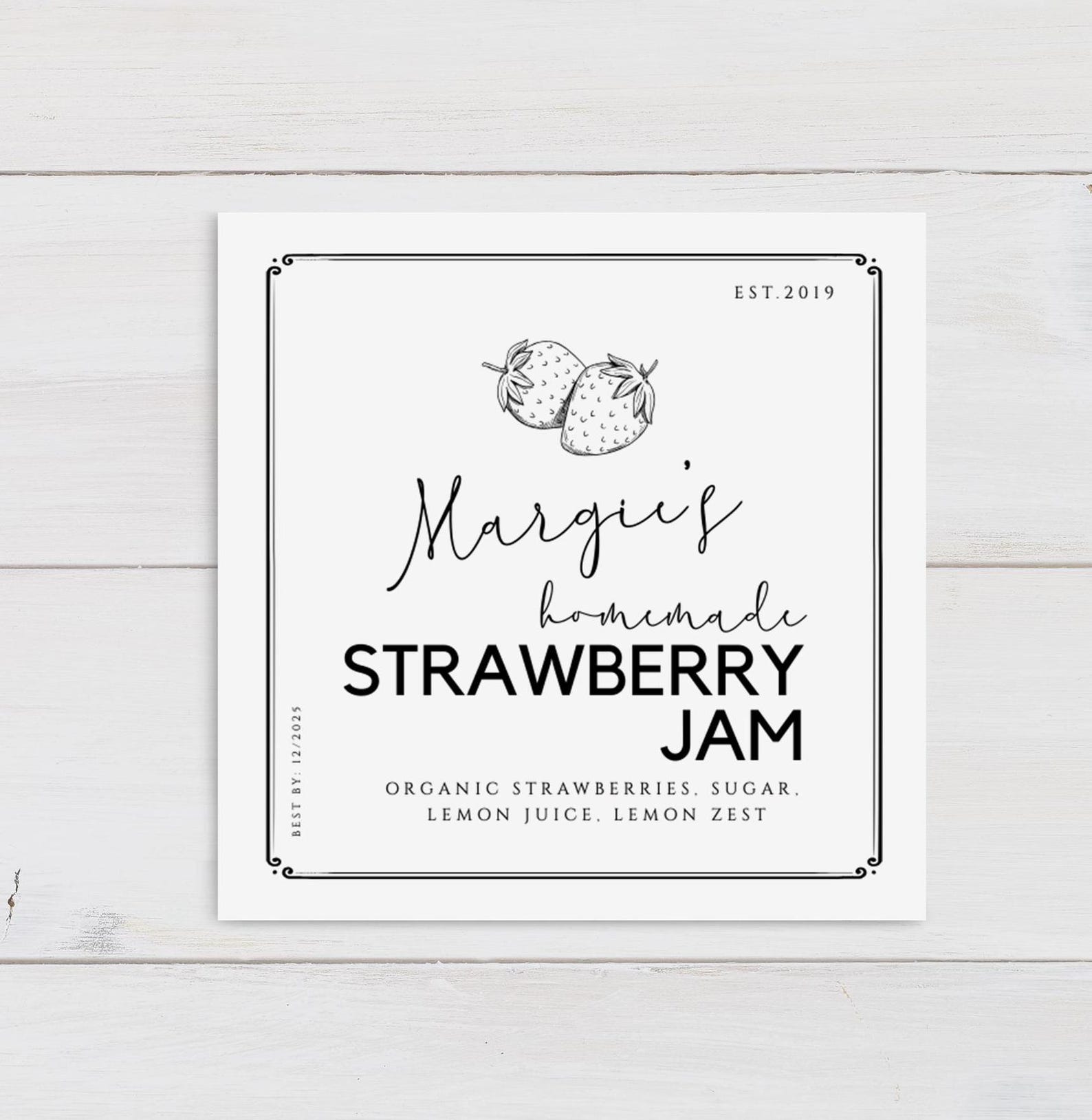 Modern Jam Label, Homemade Tag, Jam Canning Label , Strawberry Jam ...