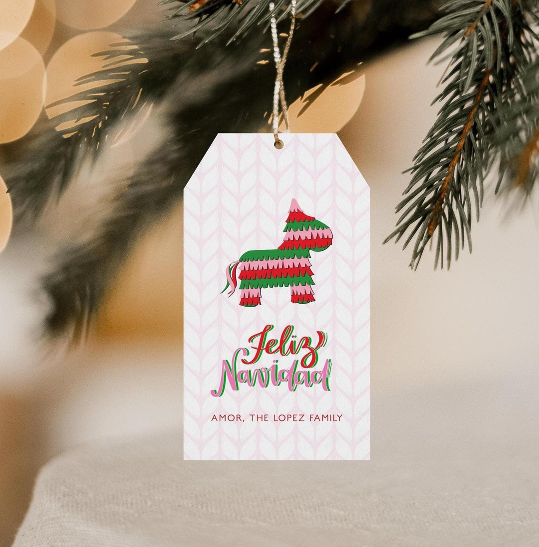 Feliz Navidad Tag Holiday Tag Printable Christmas Tag Holiday Favor Tag ...