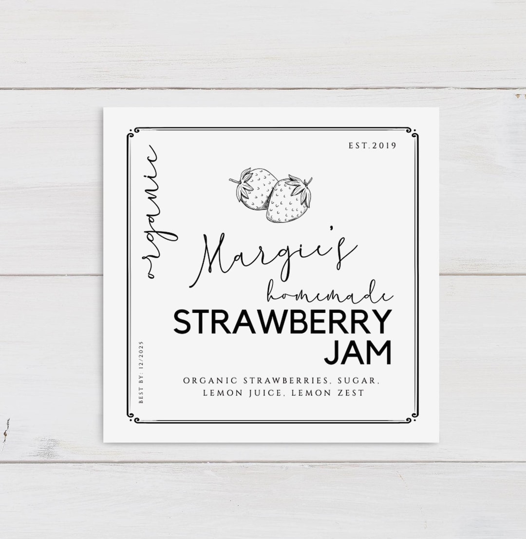 Modern Jam Label, Homemade Tag, Jam Canning Label , Strawberry Jam ...