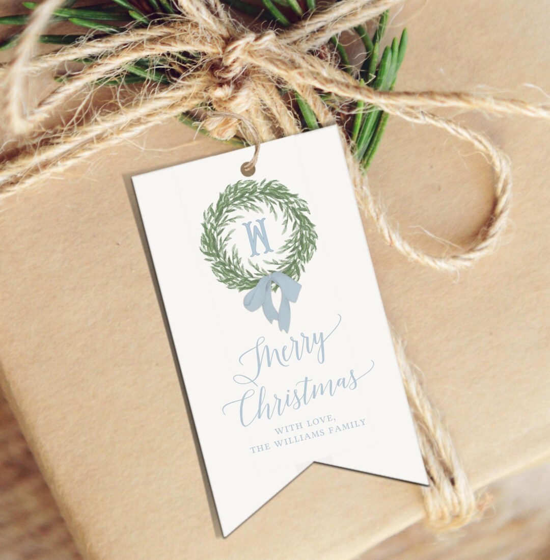 Christmas Wreath Gift Tag Merry Christmas Tags Printable Christmas Tag ...