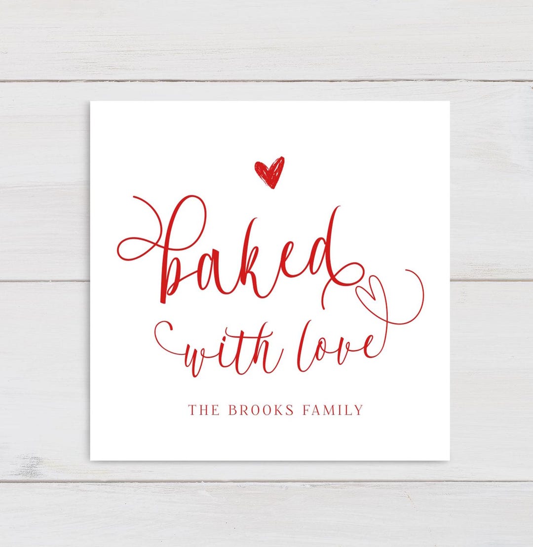 Baked With Love Gift Tags, Homemade Tag, Bake Goods Tag, Homemade ...