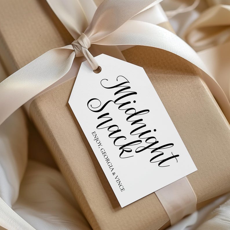 Printable Midnight Snack Tag, DIY Treat Tag Template, Sweet Favor Tag ...