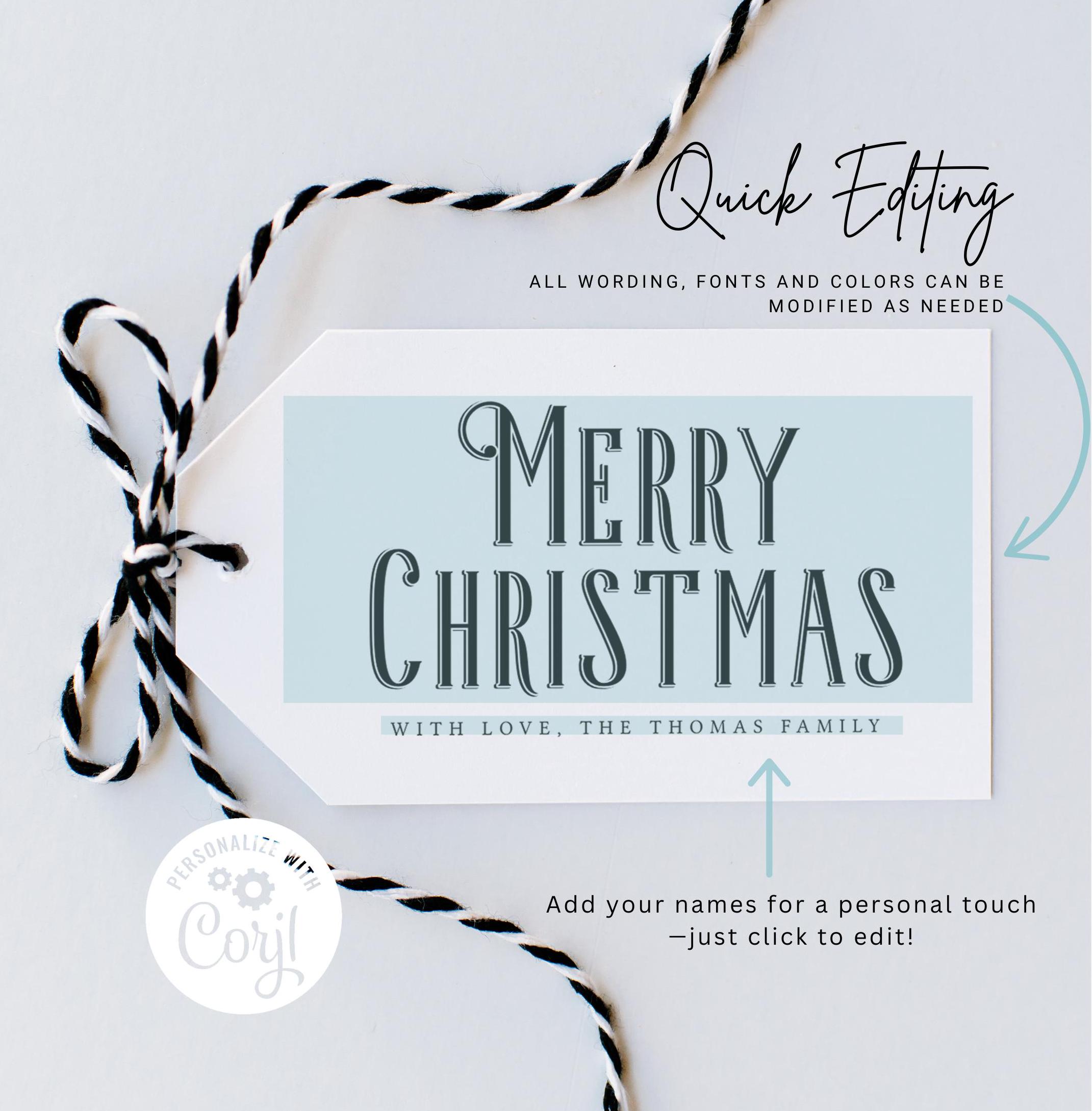 Christmas Gift Tags, DIY Holiday Tag Printable, Christmas Tag, Holiday ...