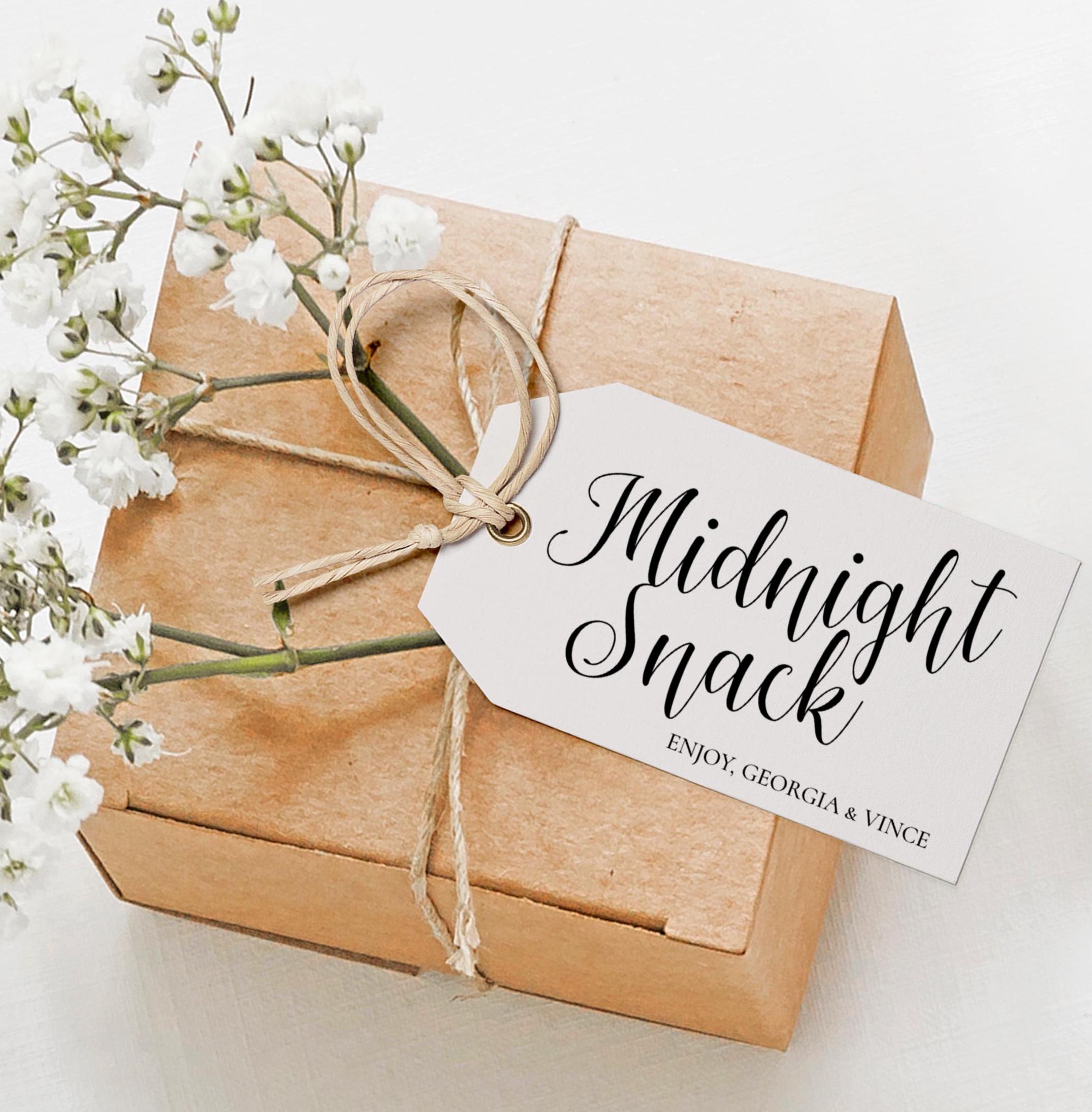 Printable Midnight Snack Tag, DIY Treat Tag Template, Sweet Favor Tag ...