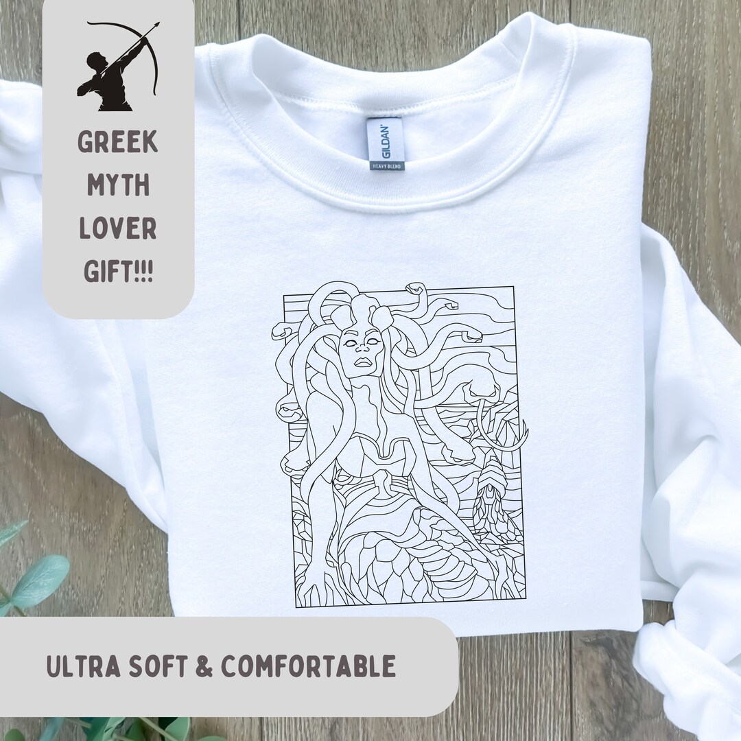 Greek Mythology Creatures Medusa Pegasus Crewneck Sweater, Comfy Warm ...