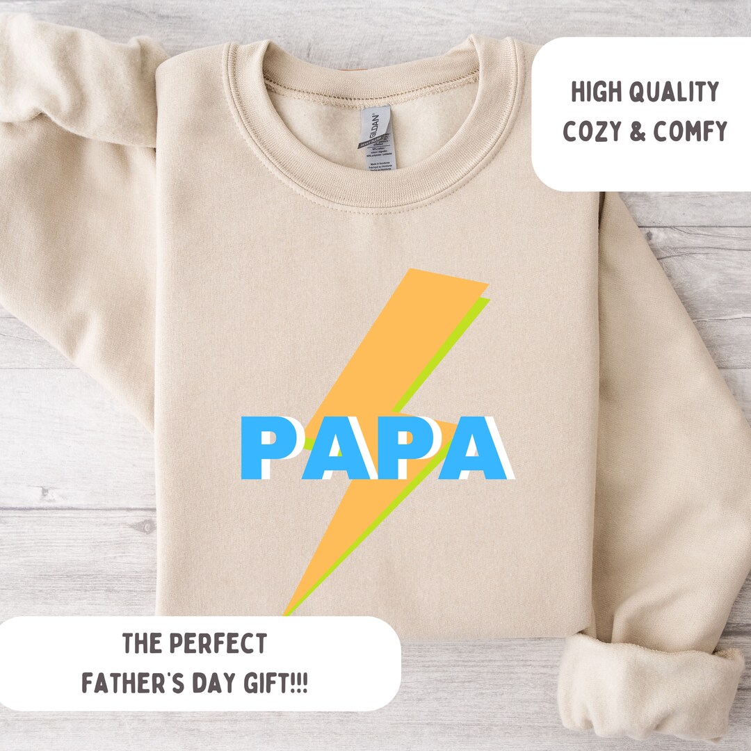 Customizable Papa Sweatshirt, Lightning Bolt Sweater, Father Day Gift ...