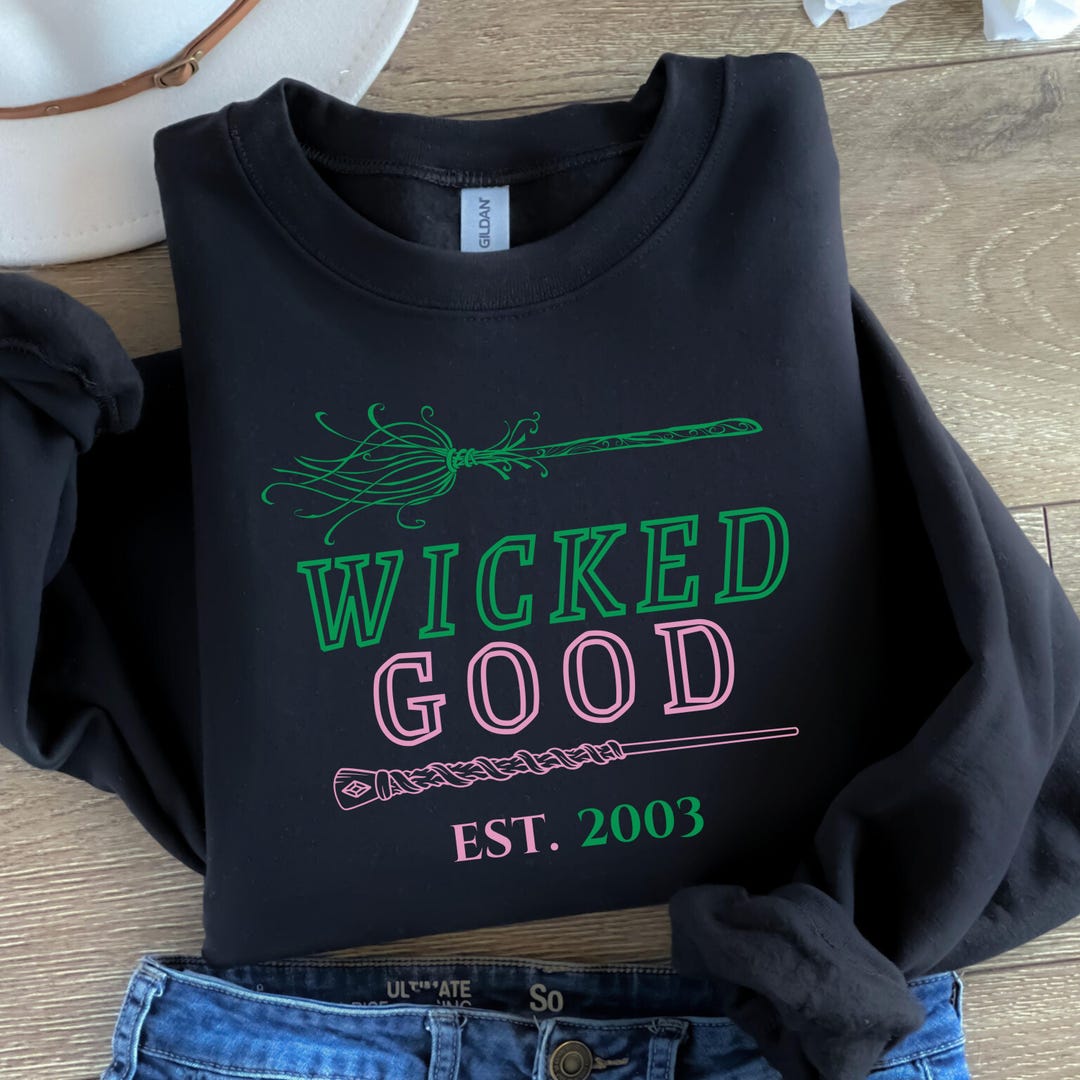 Custom Wicked Good Witch Sweatshirt, Changed for Good, Green Pink Wicca ...