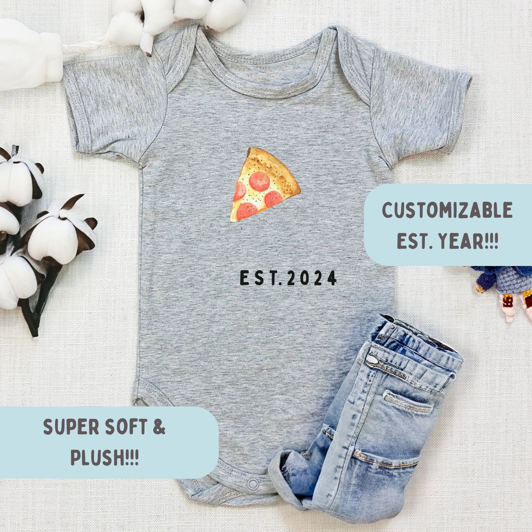 Custom Baby Body Suit With Pizza Slice & EST. Year, Cute Toddler ...