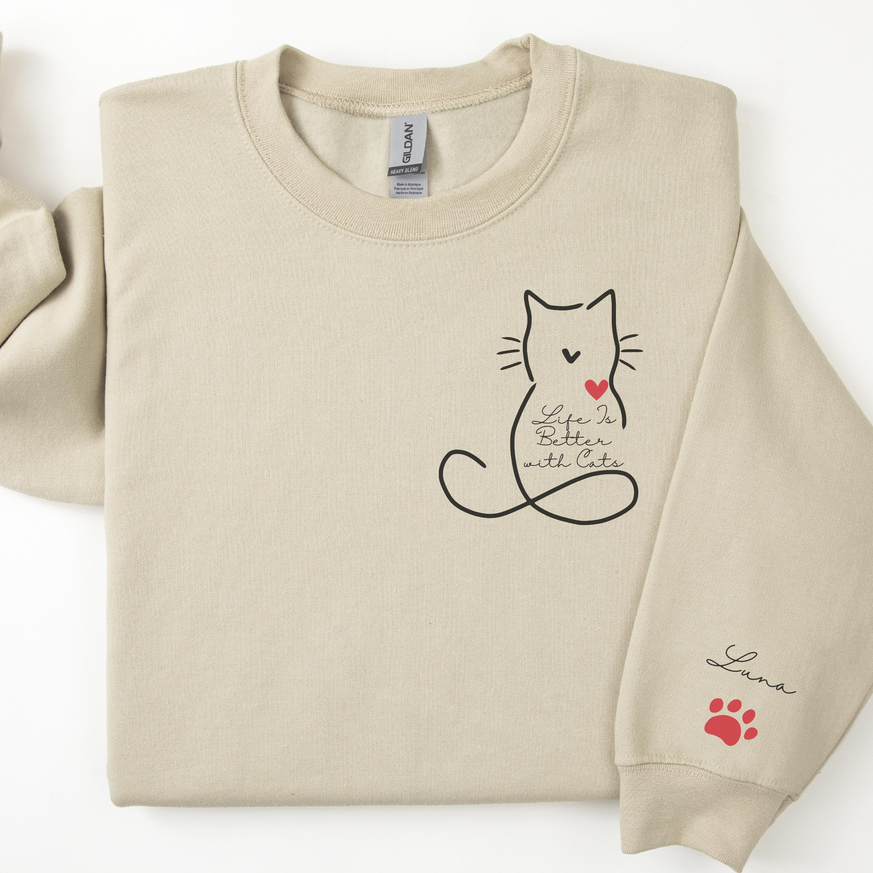 Custom Life is Better With Cats Sweatshirt, Y2K Retro Feline Lover ...