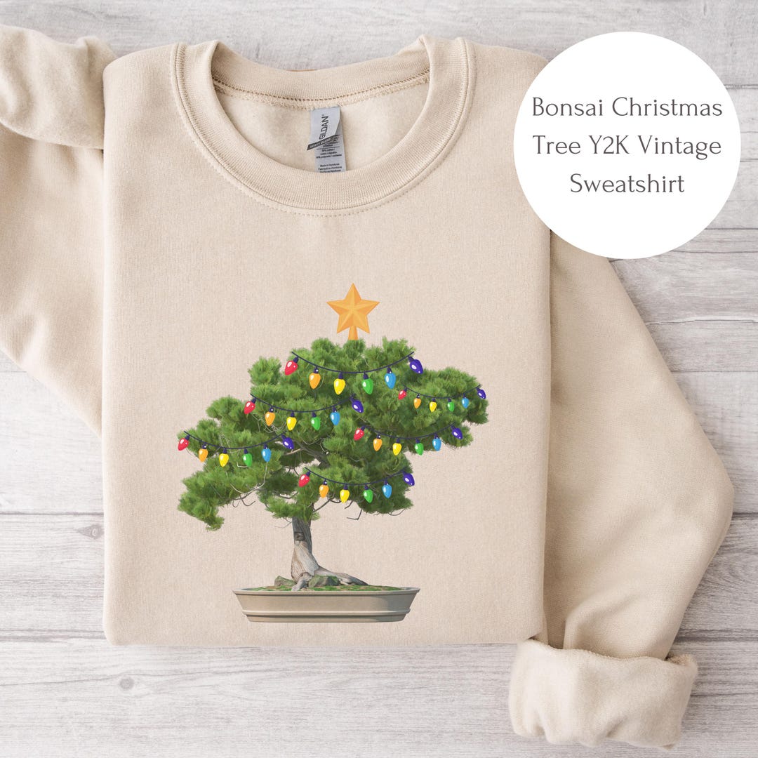 Custom Y2K Bonsai Christmas Tree Sweatshirt, Xmas Sweater, Vintage Tree ...