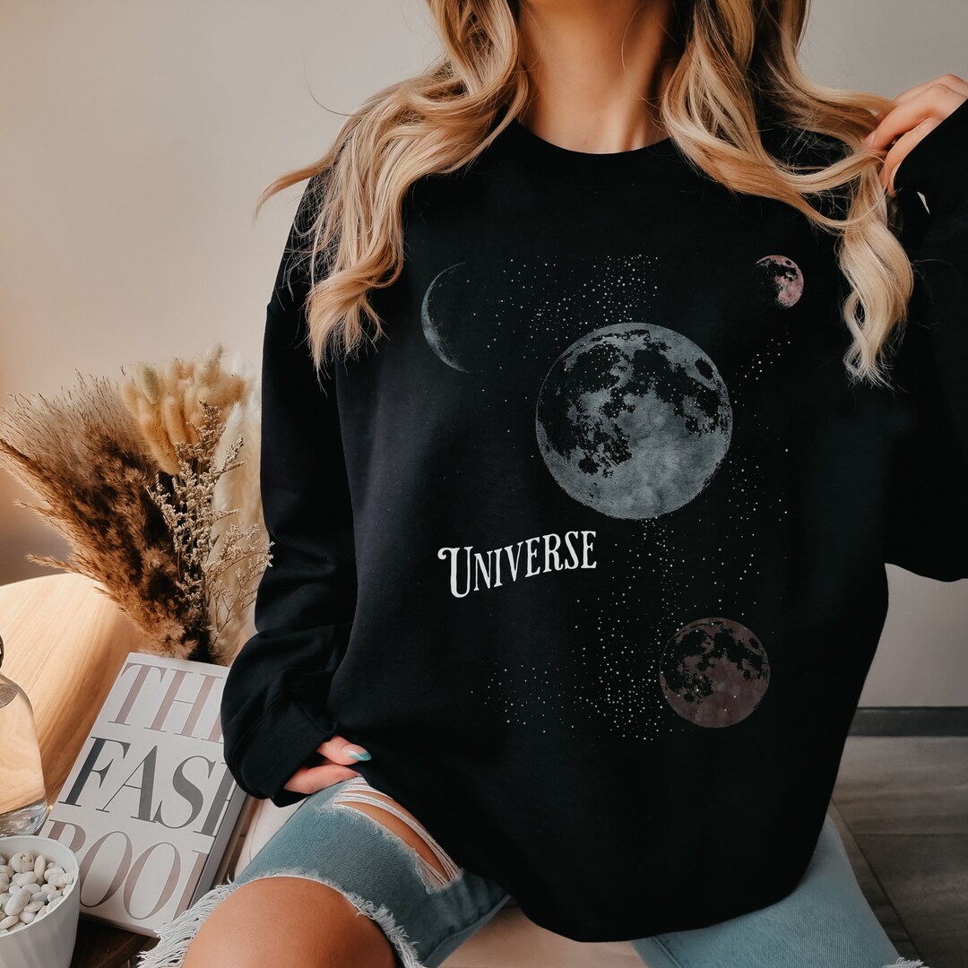 Universe Stars Moon Planets Celestial Ultra Comfy Sweatshirt, Zodiac ...