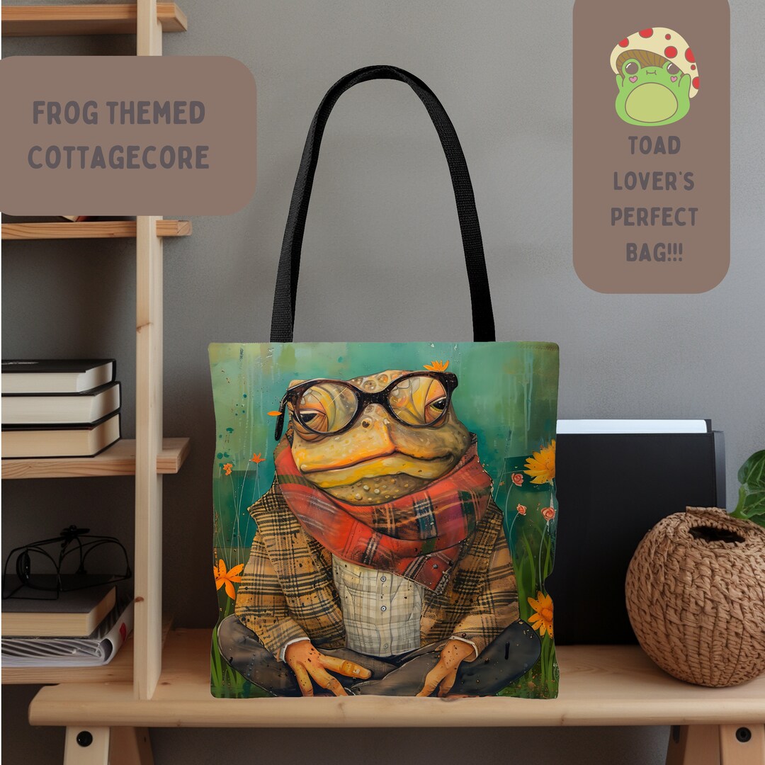 Custom Cottagecore Frogs Y2K Tote Bag, Colorful All Over Print Shoulder ...
