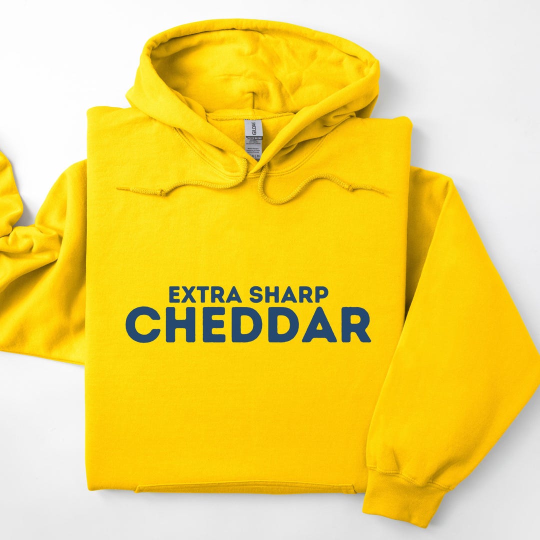 Cheddar Cheese Hoodie, Mild or Extra Sharp, Dairy Hooded Sweatshirt ...