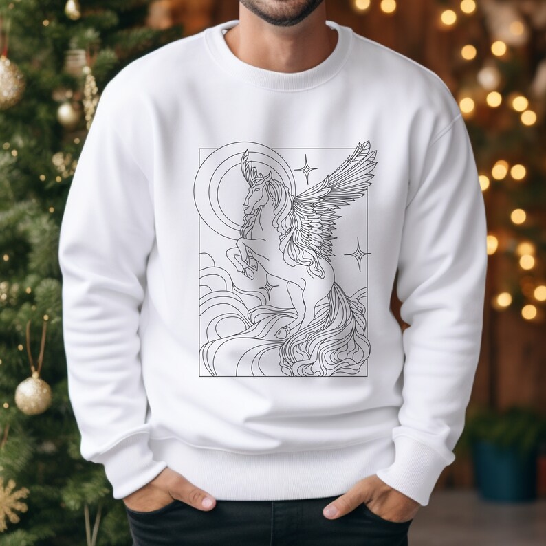 Greek Mythology Creatures Medusa Pegasus Crewneck Sweater, Comfy Warm ...