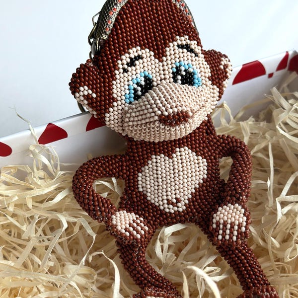 Monkey Keychain - Etsy