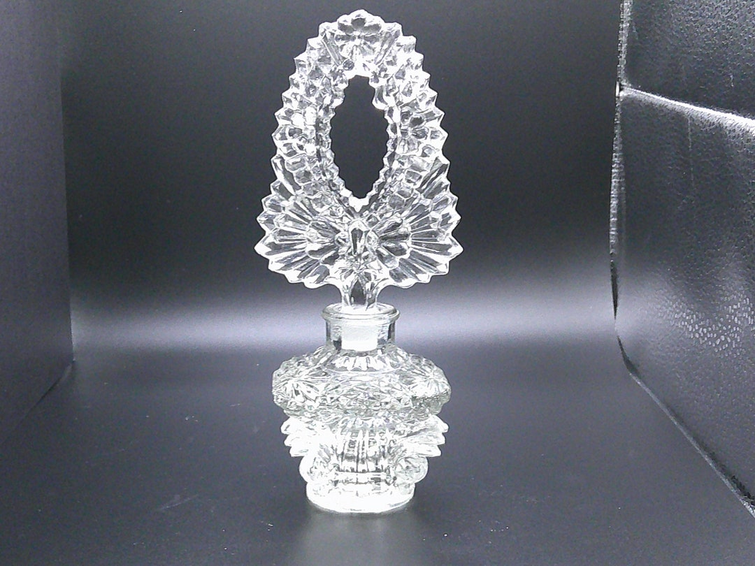 Vintage Cut Glass Perfume Bottle With Cut Out Stopper - Etsy