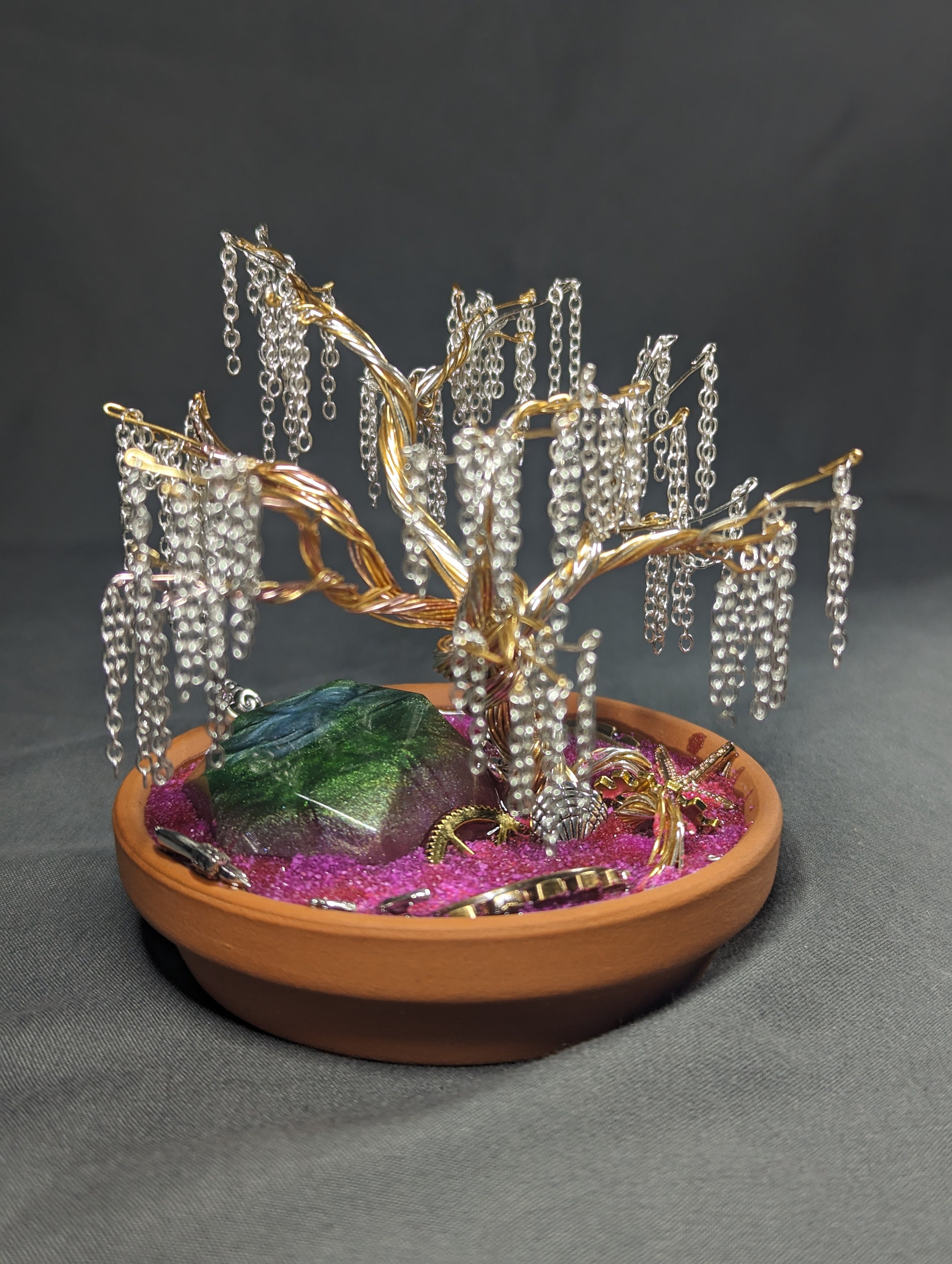 Wire Tree With Blue/green/purple Cut Epoxy Gemstone - Etsy