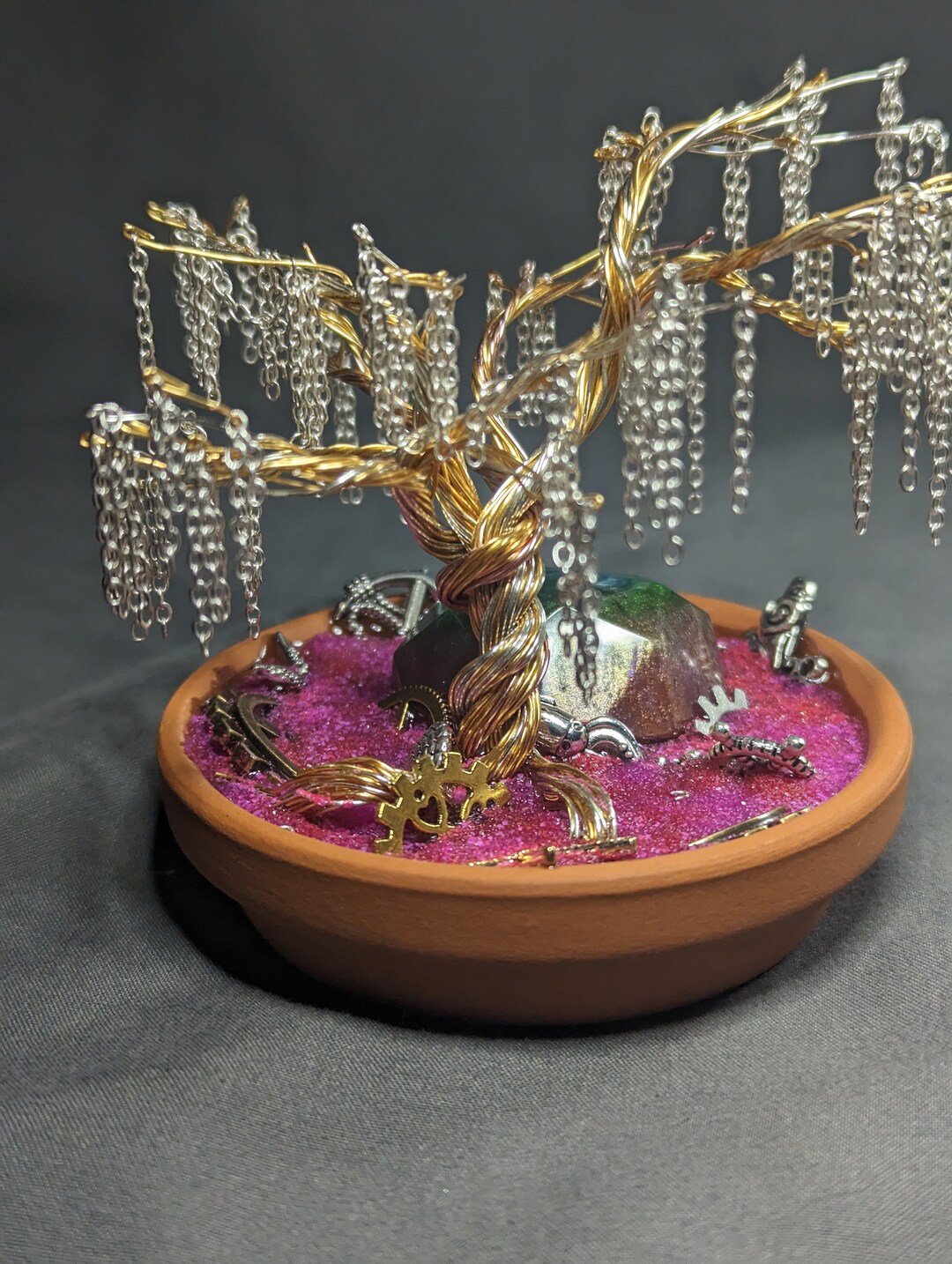Wire Tree With Blue/green/purple Cut Epoxy Gemstone - Etsy