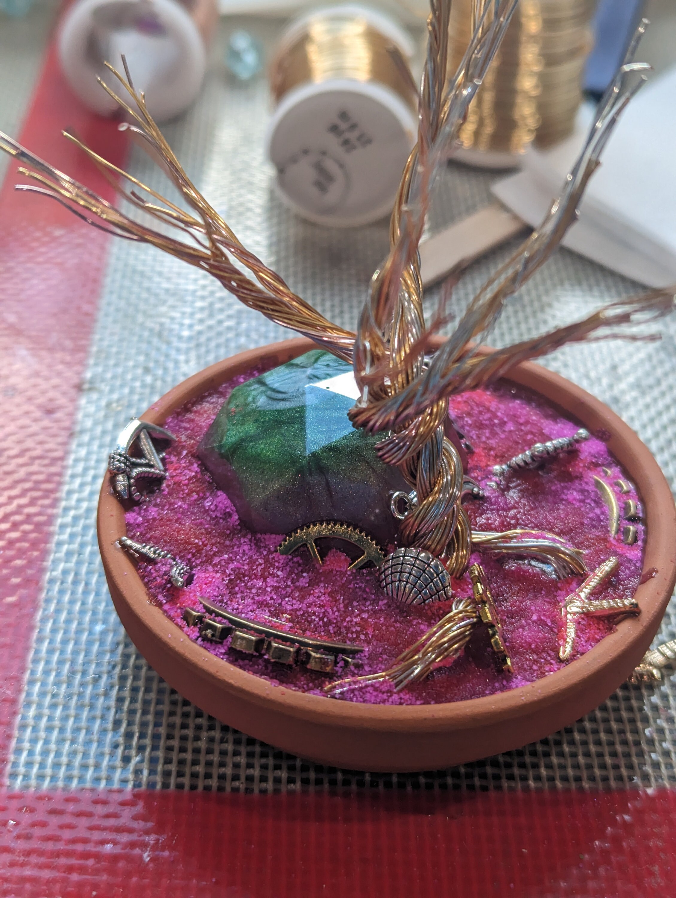Wire Tree With Blue/green/purple Cut Epoxy Gemstone - Etsy
