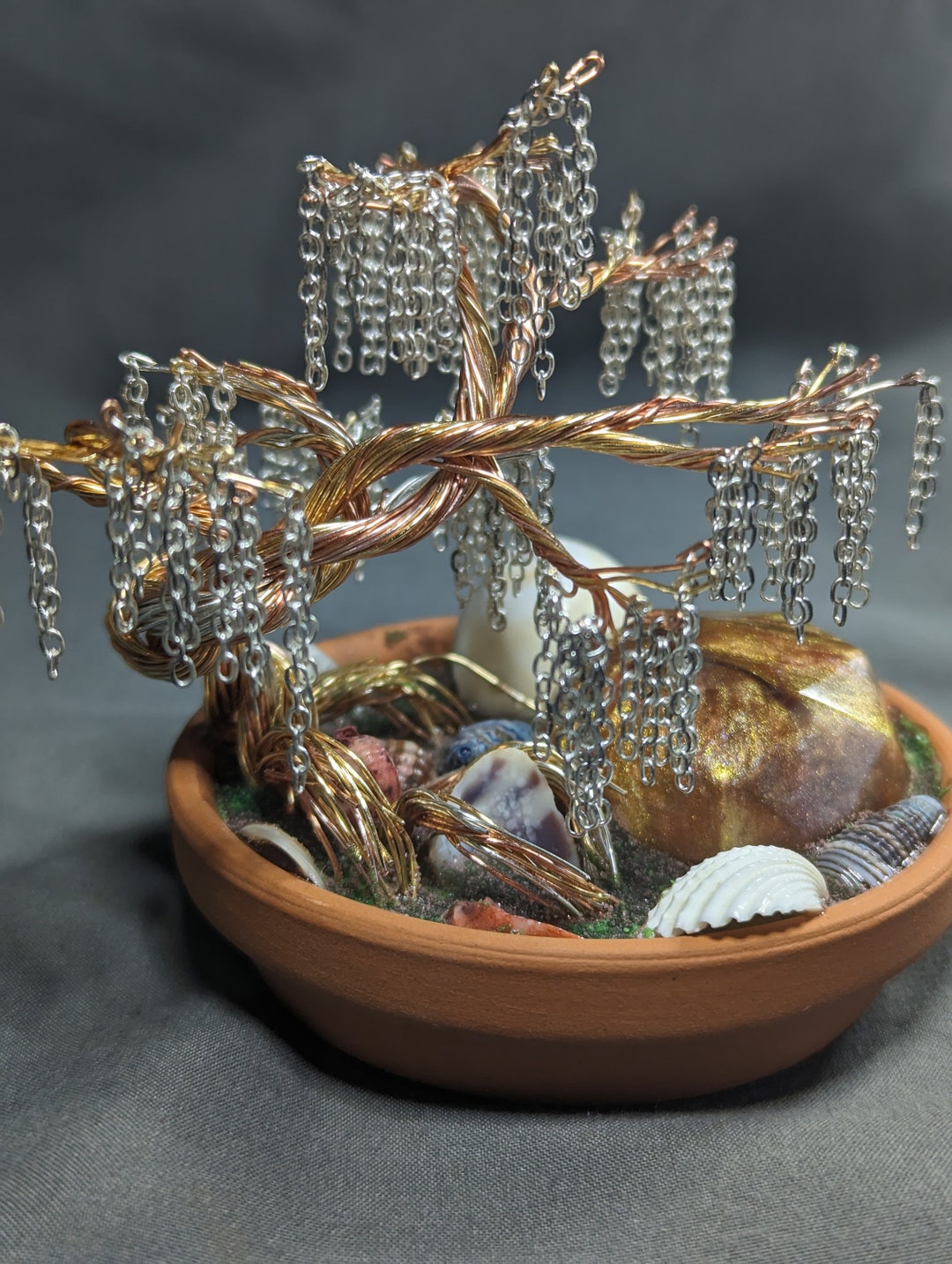 Weeping Willow Wire Tree With Gold Cut Epoxy Gemstone - Etsy