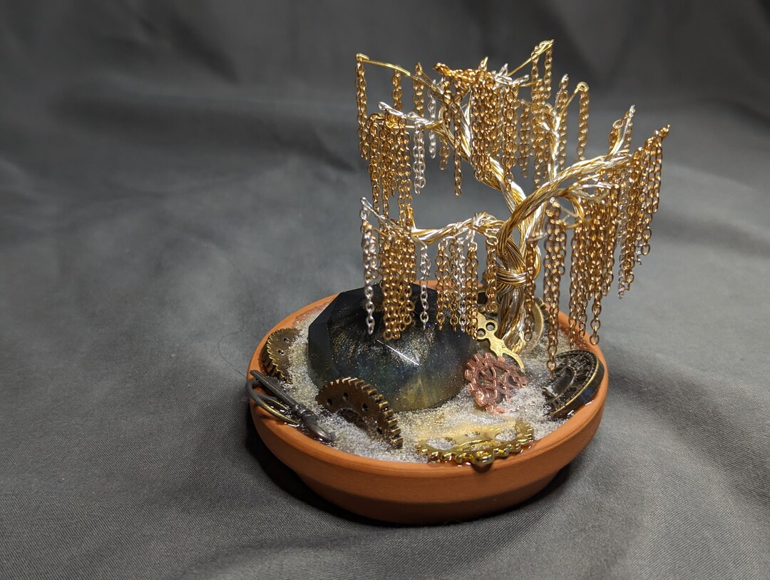 Weeping Willow Wire Tree With Black/blue Cut Epoxy Gemstone - Etsy