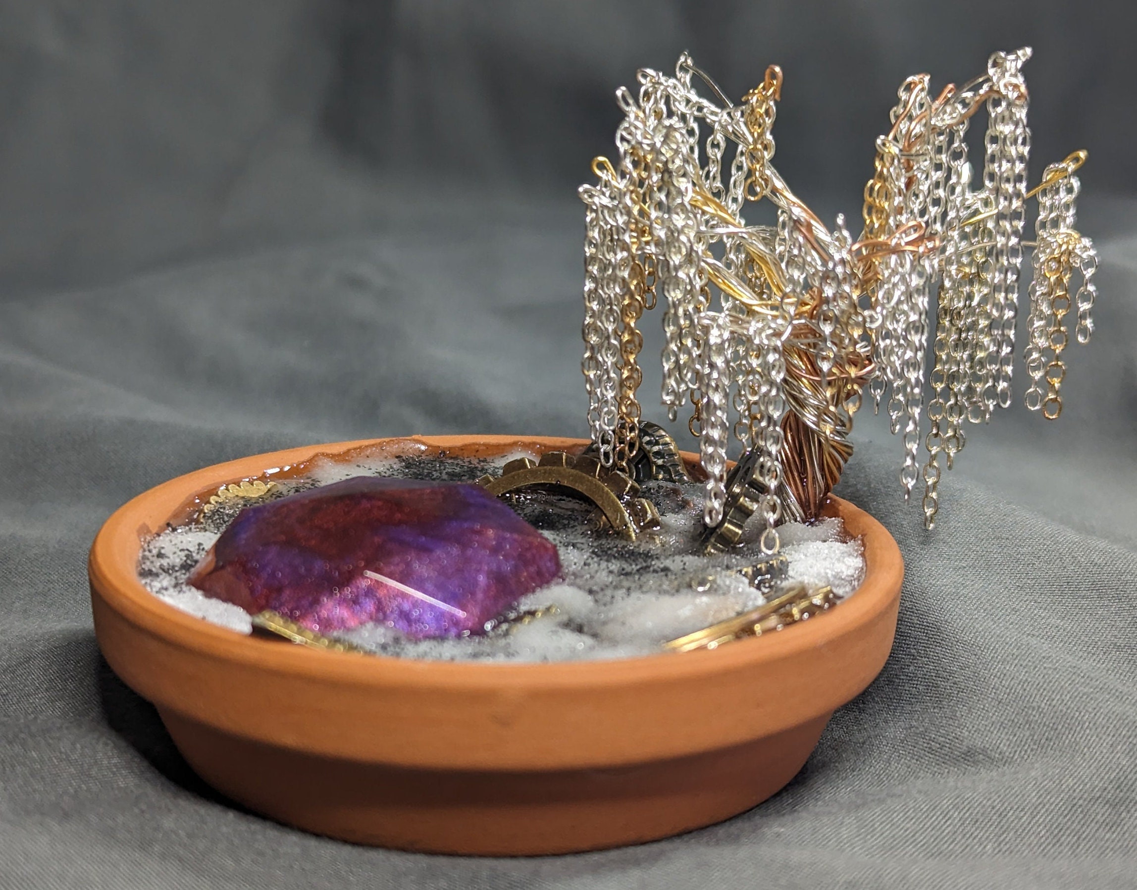 Weeping Willow Wire Tree With Red/purple Cut Epoxy Gemstone - Etsy