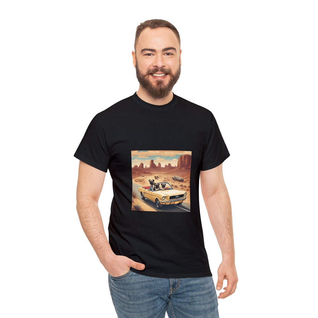 Chinese Pugs Cruising in Ford Mustang - Dog Shirt, Dog Tshirt, Dog T ...