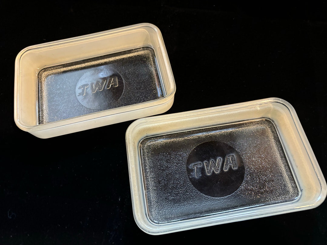 Vintage TWA trans World Airlines Glass Mini Trays - Etsy
