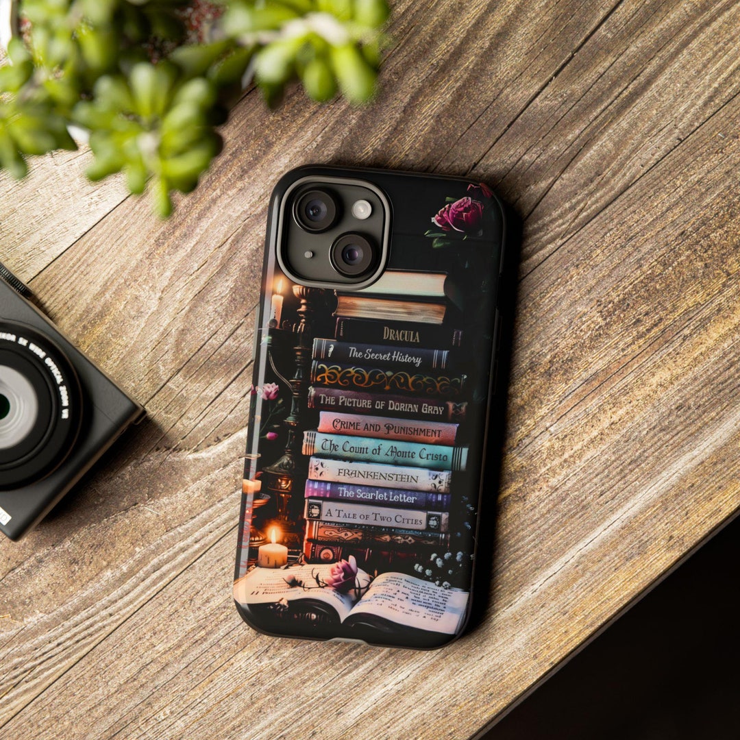 Personalized Favorite Book Phone Case, Custom Bookshelf Dark Academia ...