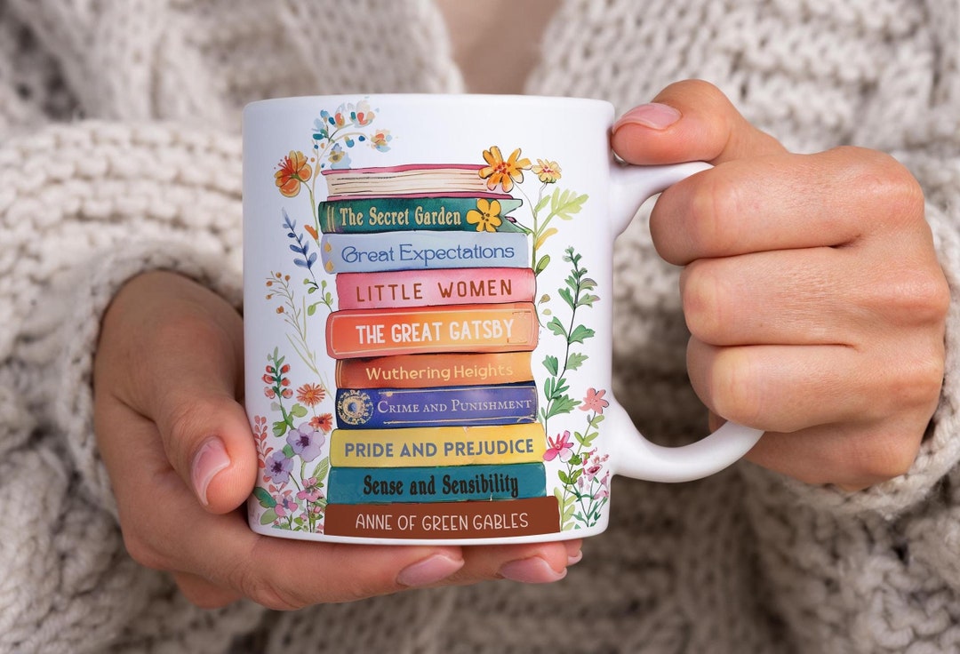 Custom Bookshelf Floral Mug: Personalized Book Lover Gift - Etsy