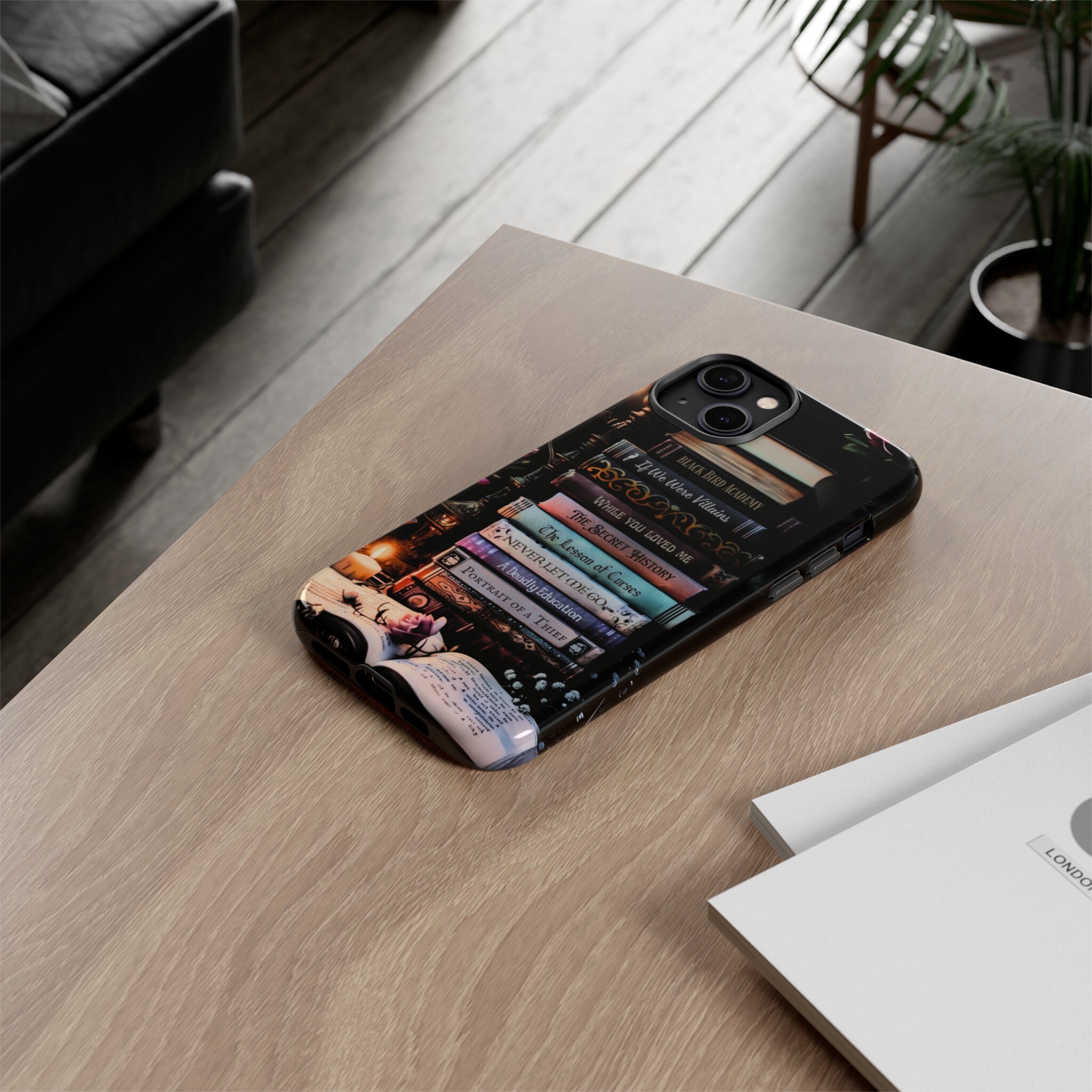 Personalized Favorite Book Phone Case, Custom Bookshelf Dark Academia ...