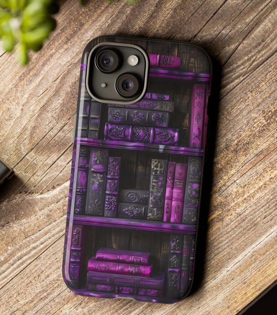 Goth Dark Academia Purple Book Phone Case, Floral Bookish iPhone ...