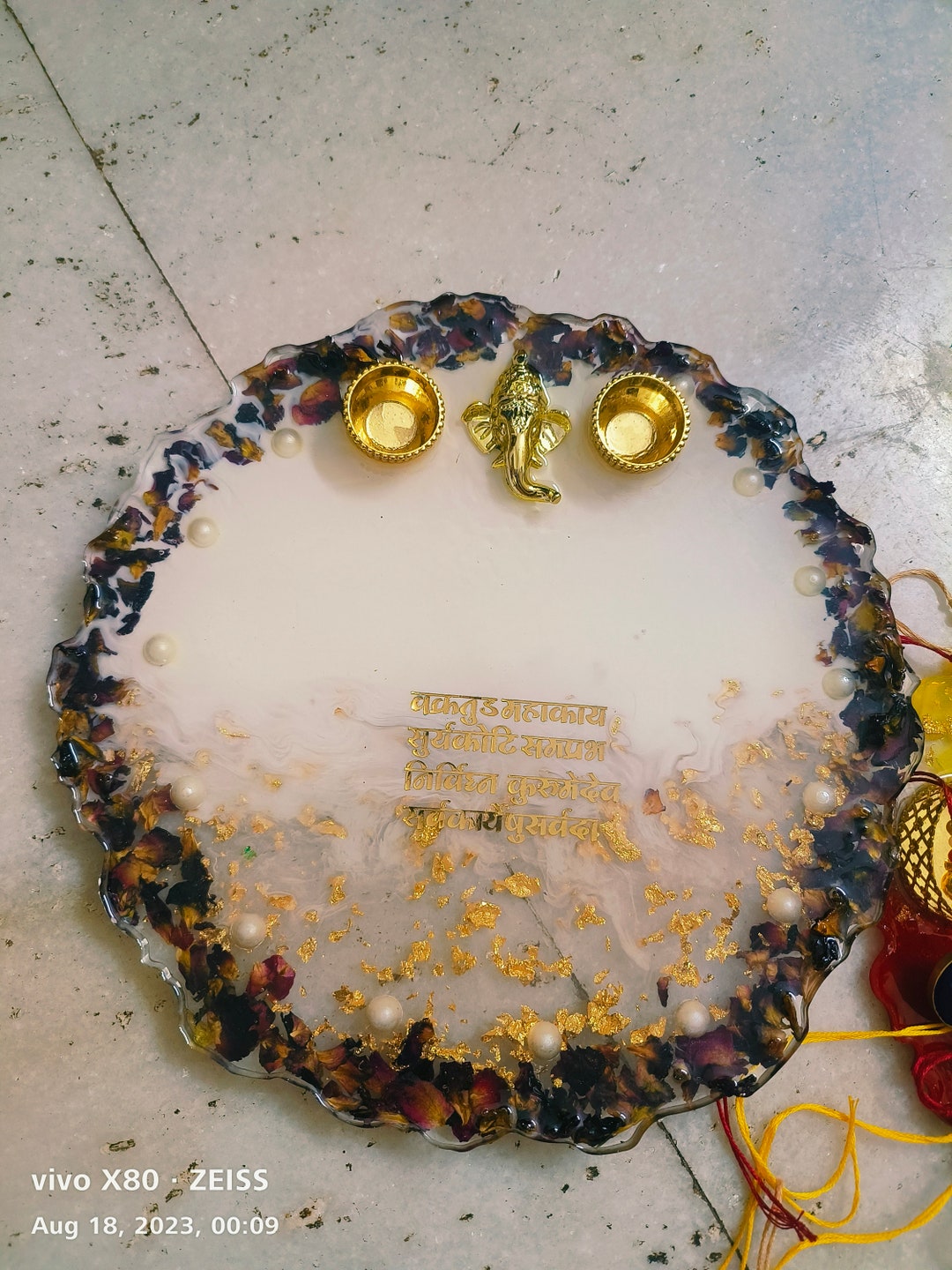 Resin Pooja Thali 12inch Rose Petalsmantra - Etsy