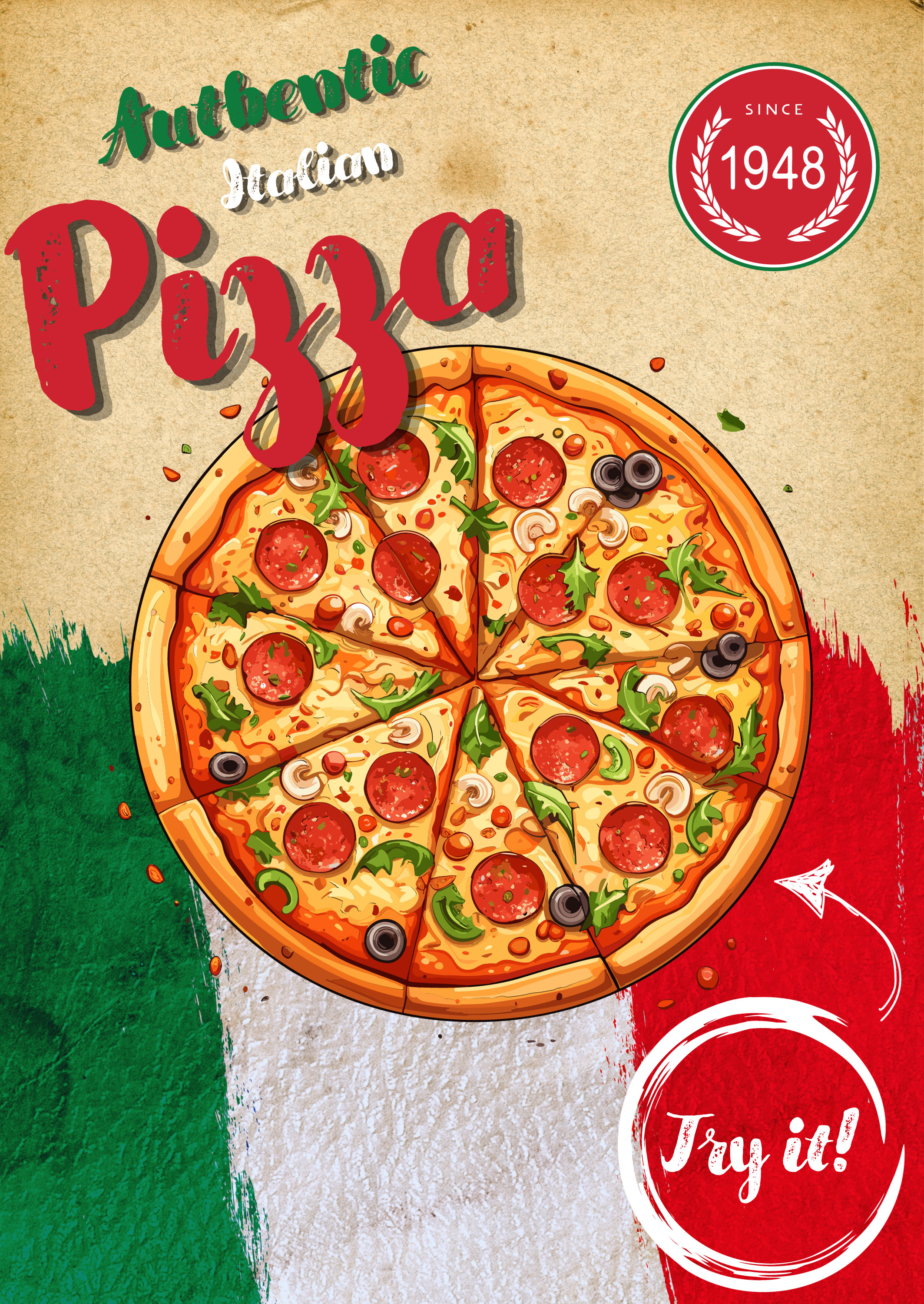 Digital Vintage Pizzeria Pizza Poster Retro Wall Art Print 1 - Etsy