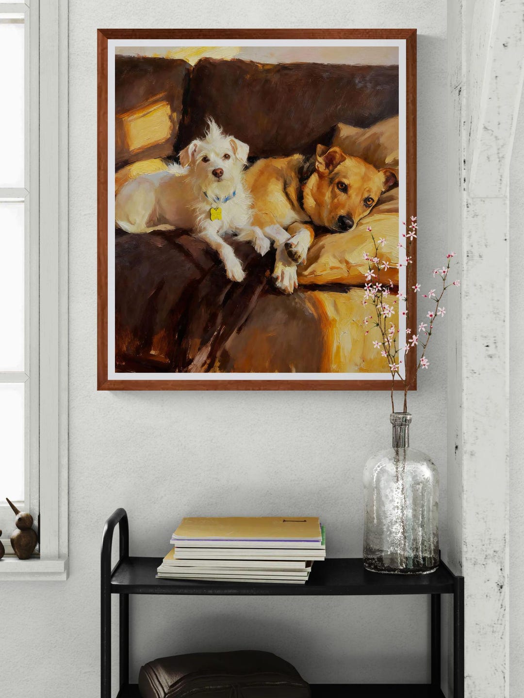 Custom Dog Oil Portrait on Canvas From Photo, Commissioned Wall Art ...