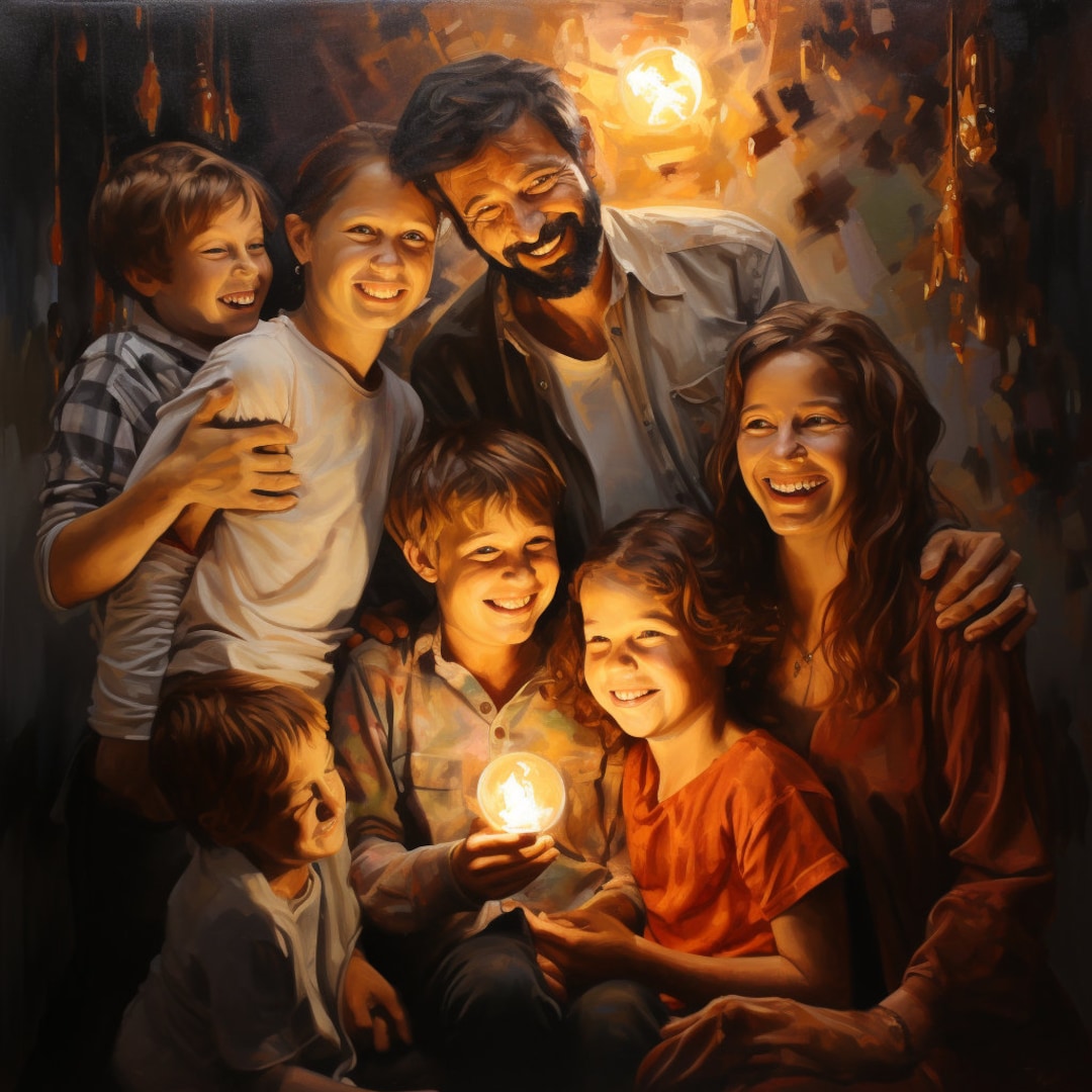 Custom Familly Oil Painting on Canvas Form Photo,real Hand-painted ...
