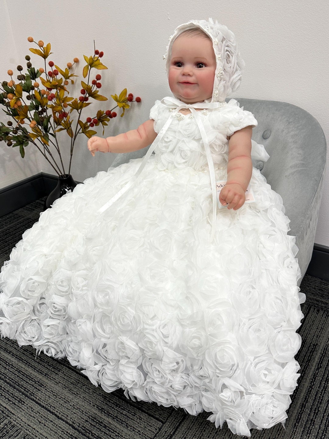 White Gown for Baby Girl | Baptism Gown | Naming Ceremony Gown ...