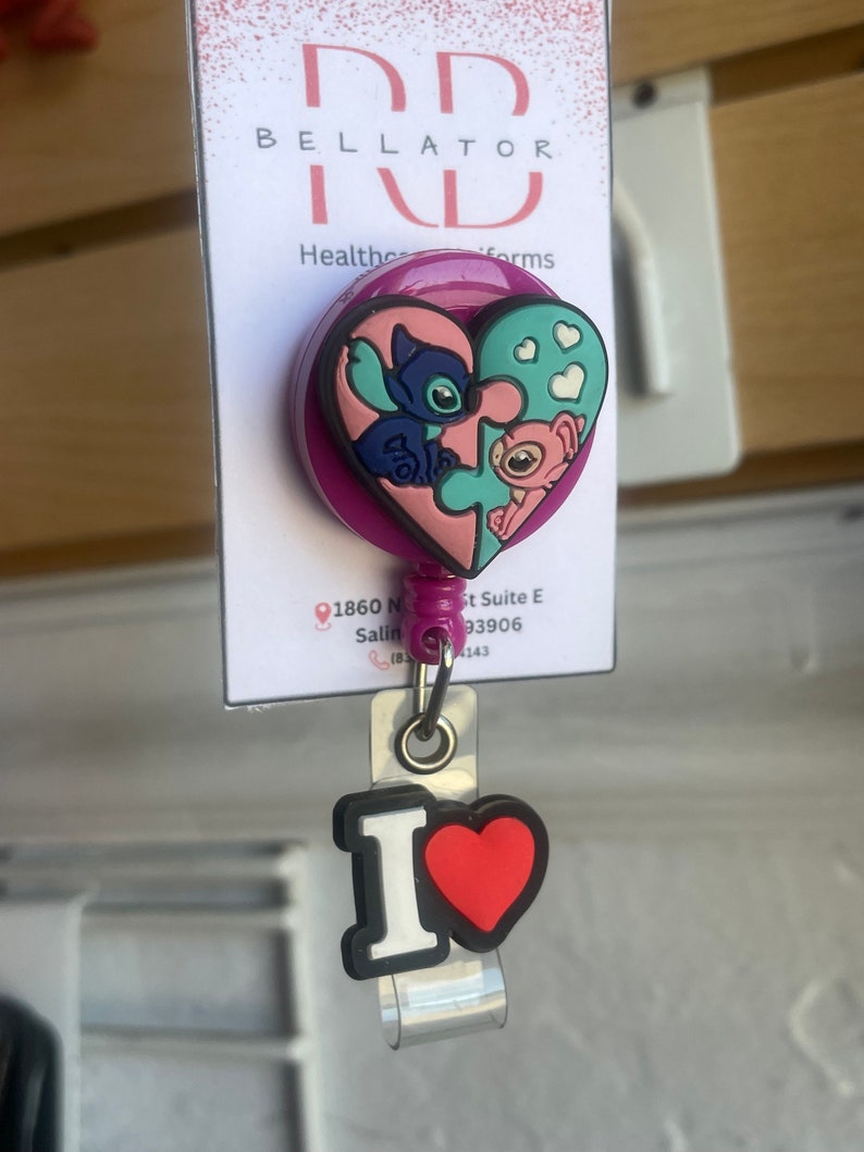 Stitch and Angel Badge Reel - Etsy