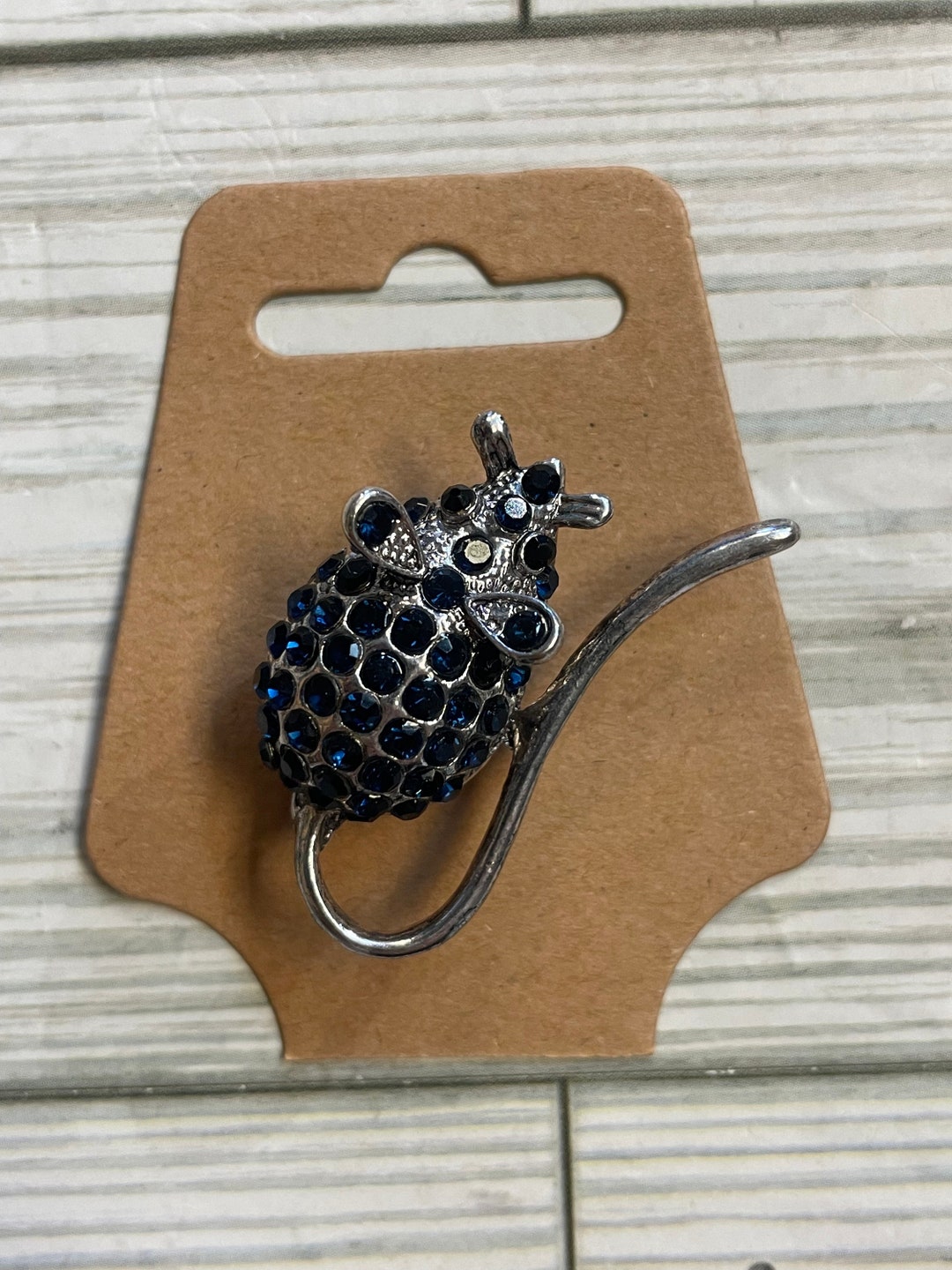 Blue Diamond Mouse Brooch - Etsy