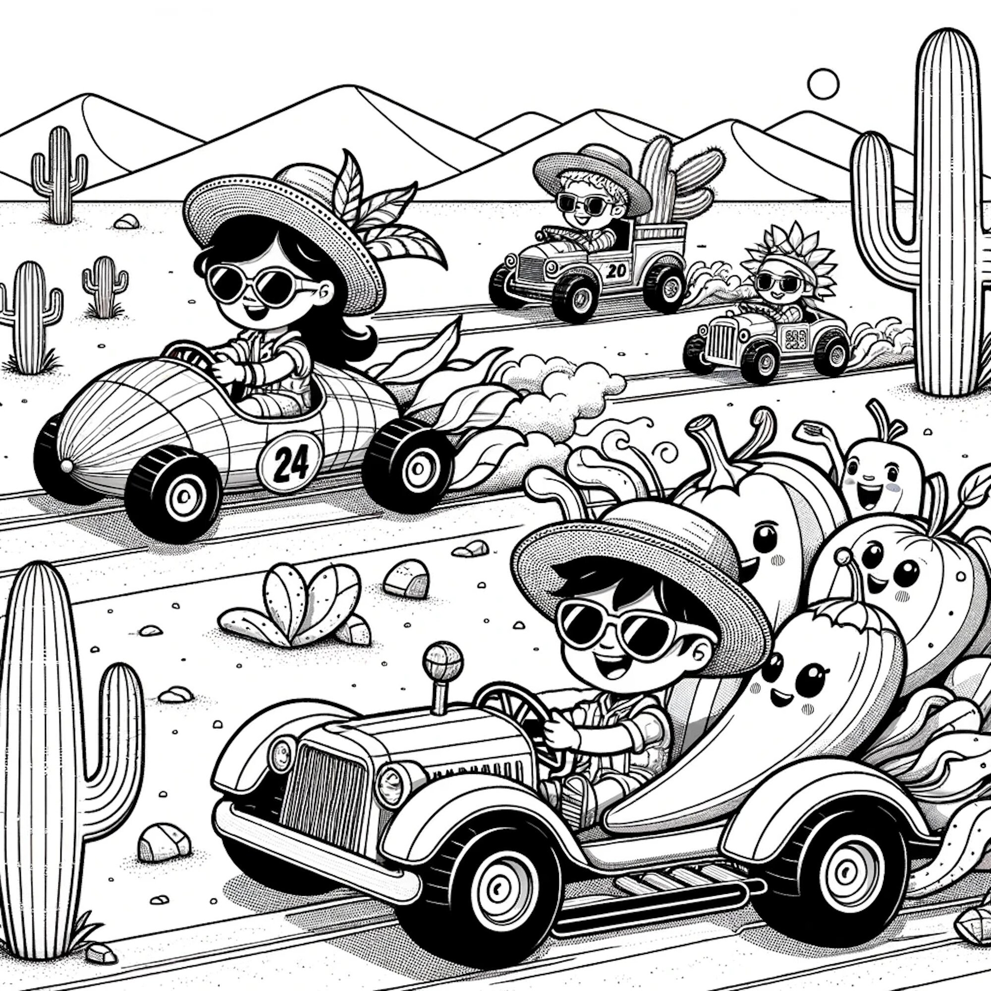 Set of 4 Download Print Kids Racing-themed Colouring Pages: Dynamic ...