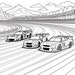 Set of 4 Download Print Kids Racing-themed Colouring Pages: Dynamic ...
