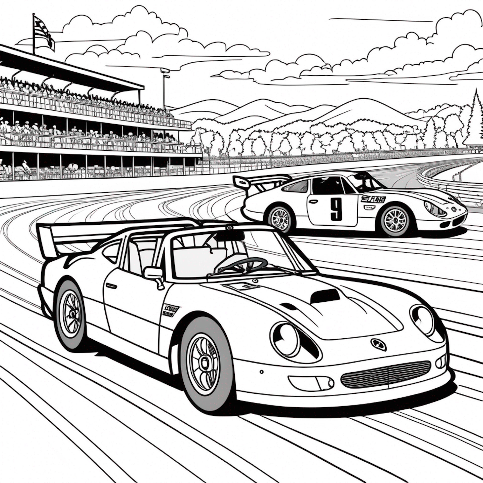Set of 4 Download Print Kids Racing-themed Colouring Pages: Dynamic ...