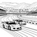 Set of 4 Download Print Kids Racing-themed Colouring Pages: Dynamic ...