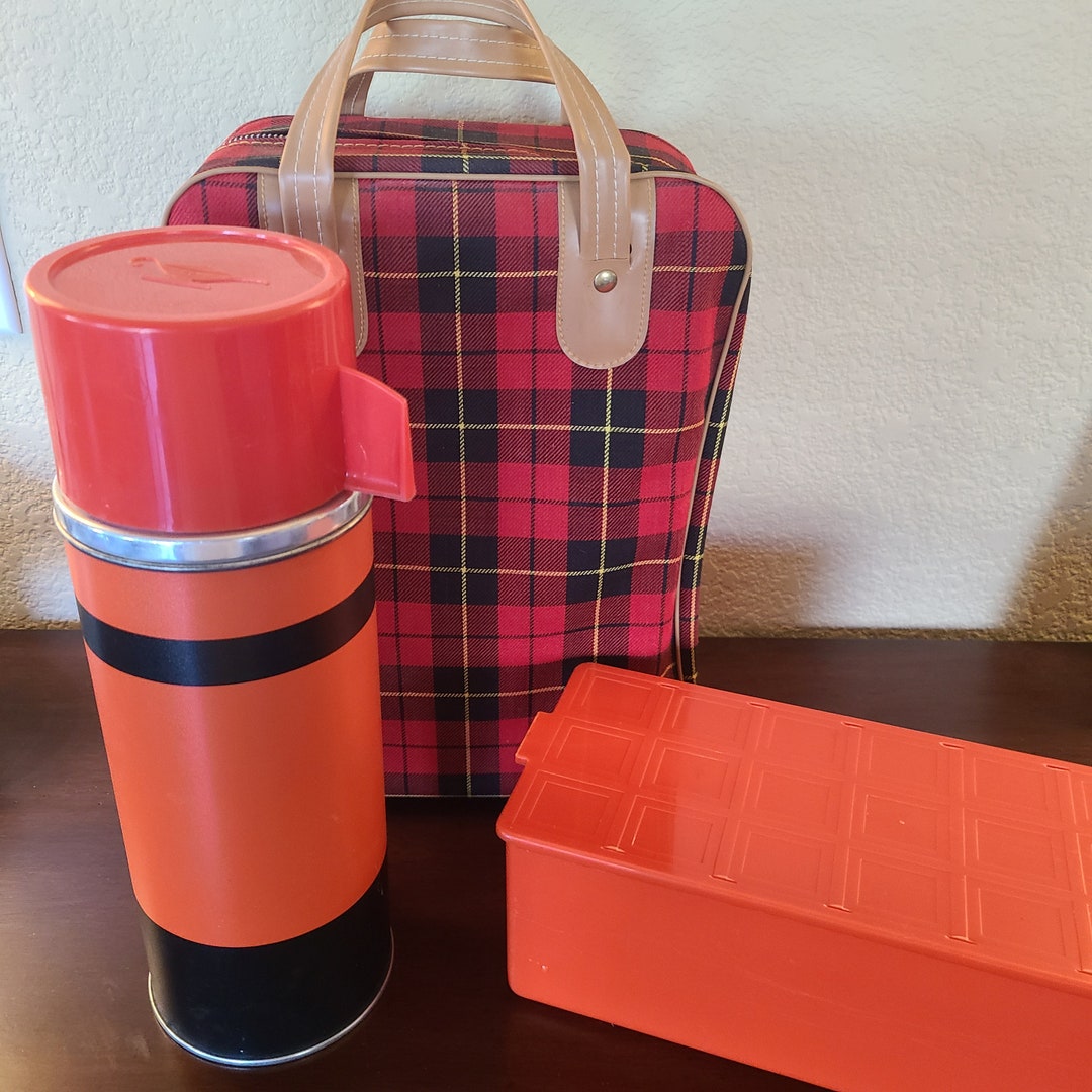 Alladin Red Plaid Thermos and Sandwich Set - Etsy