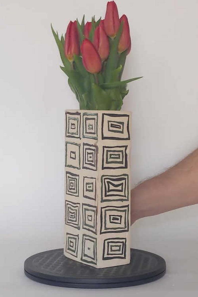 Dancing Squares Vase | Dancing Squares Table Lamp | Iron Oxide Hand ...