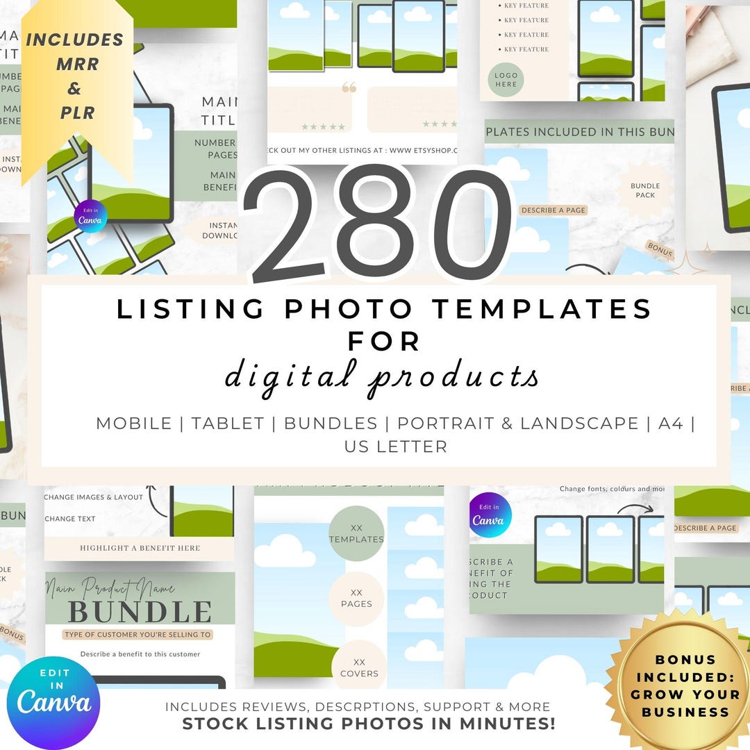 Mockup Listing Photo Templates for Digital Products | 280 Editable ...