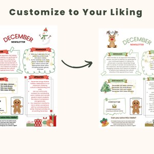 December Newsletter Template, Monthly Newsletter, Christmas Newsletter ...