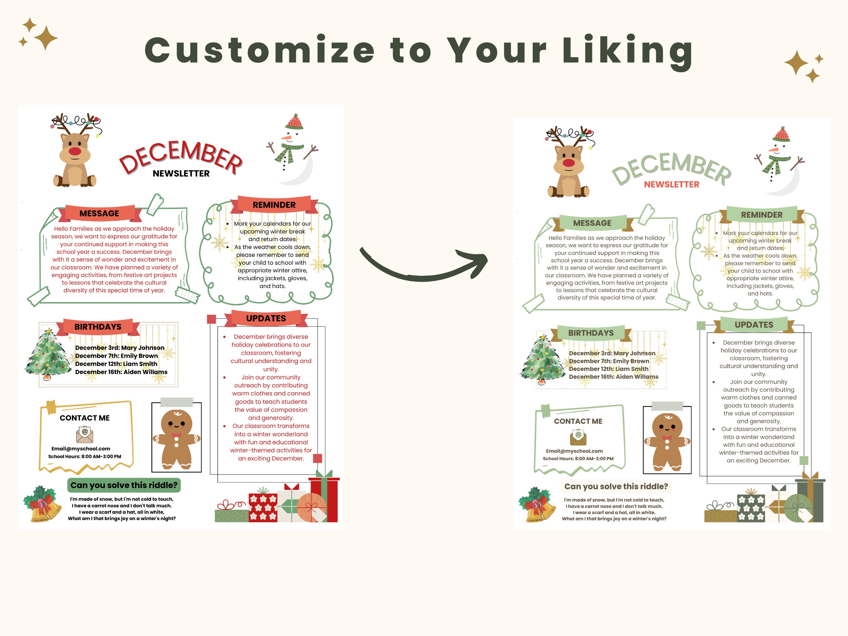 December Newsletter Template, Monthly Newsletter, Christmas Newsletter ...