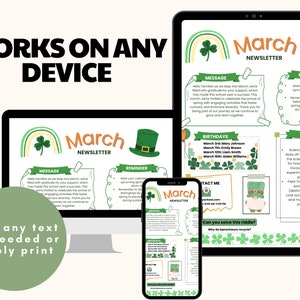 March Newsletter, March Template, Monthly Newsletter, St. Patricks ...