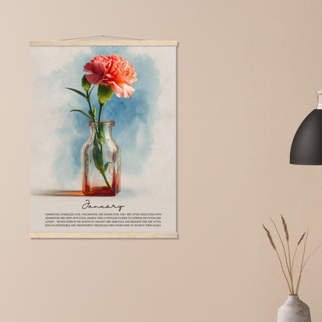 Birth Month Flower Poster Watercolor Flower Meaning Botanical Art Print ...